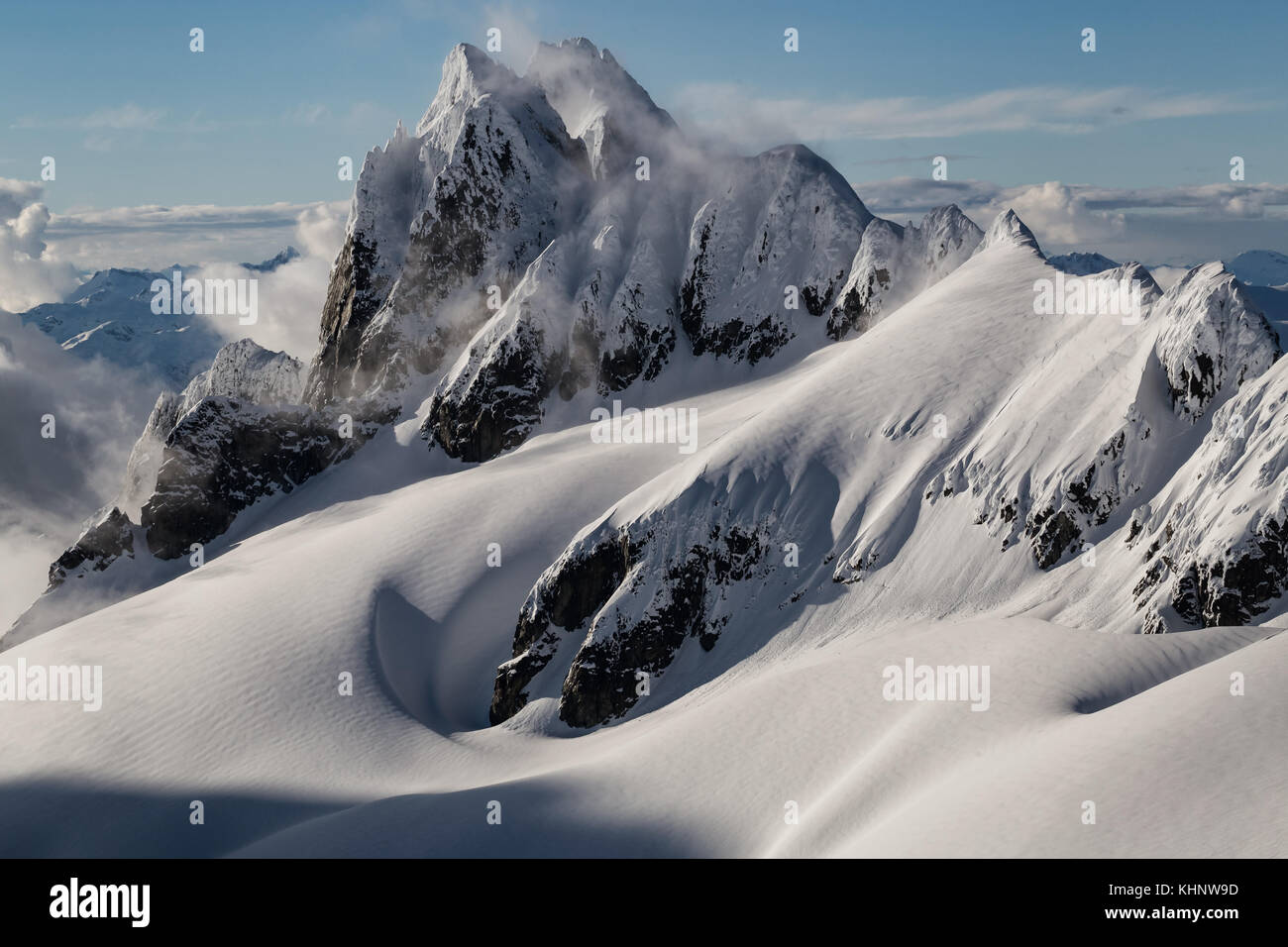 Aerial landscape view of a beautiful mountain (Tantalus Range) in ...