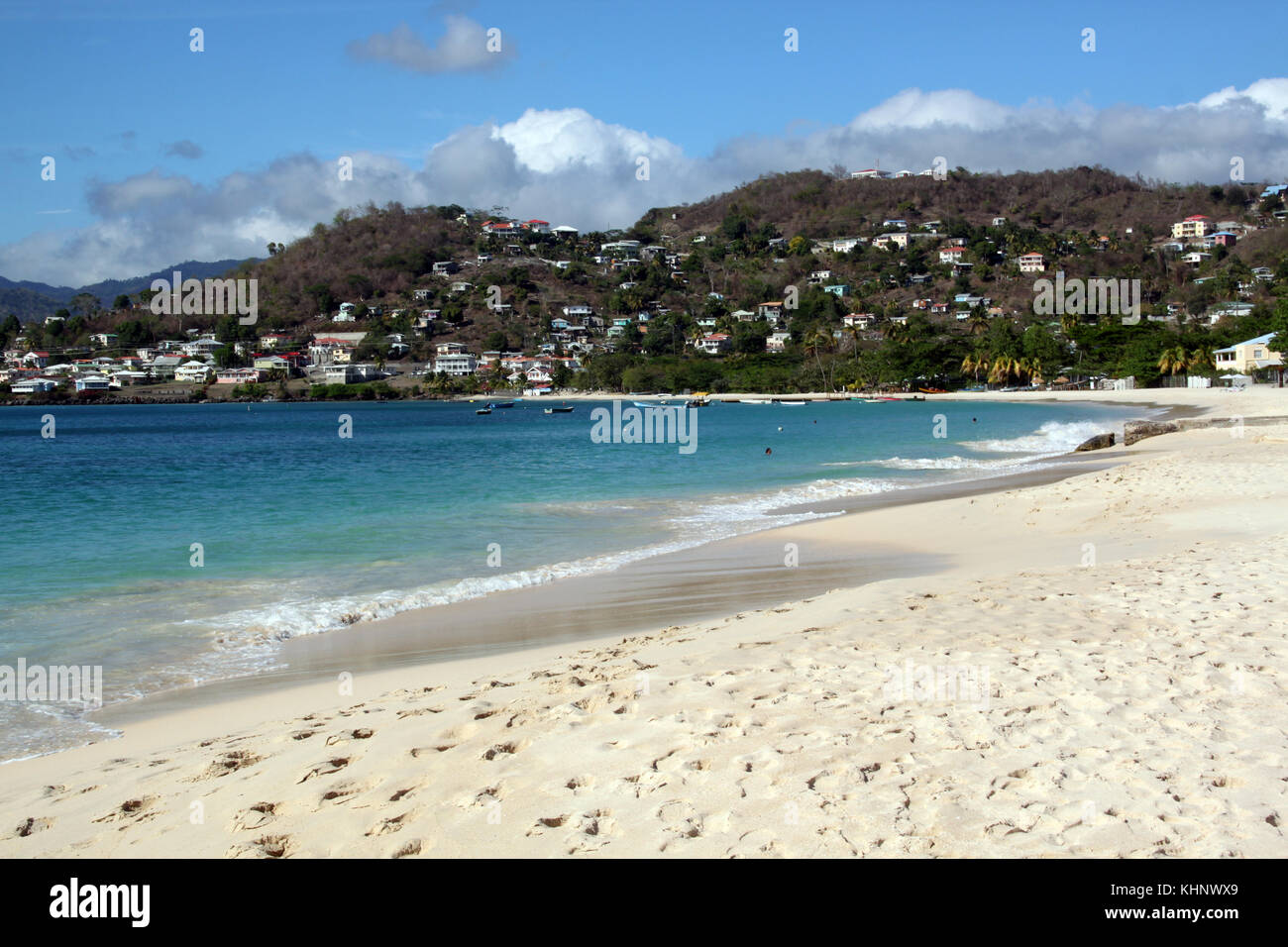 White sand on the beach Grand Anse on the caribean island Grenada Stock ...