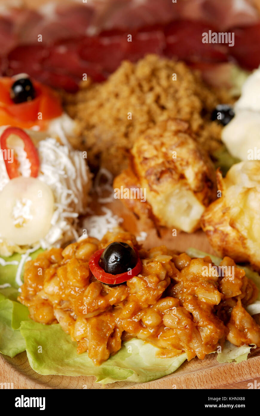 Traditional Serbian food plate with different kind of meals. Serbian ...