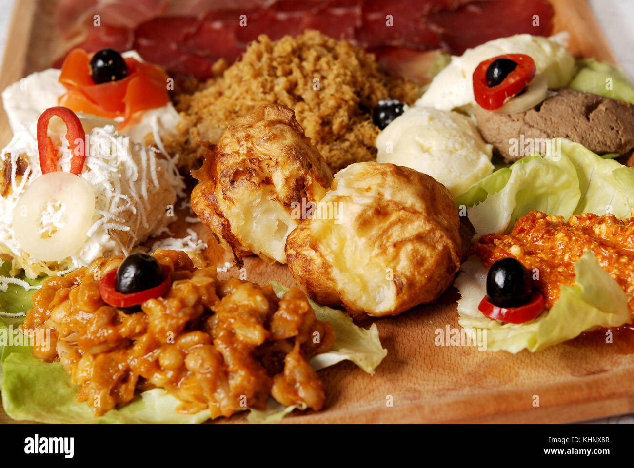 Traditional Serbian food plate with different kind of meals. Serbian ...