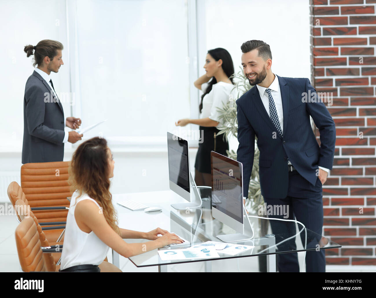 employees in the workplace in the office Stock Photo - Alamy