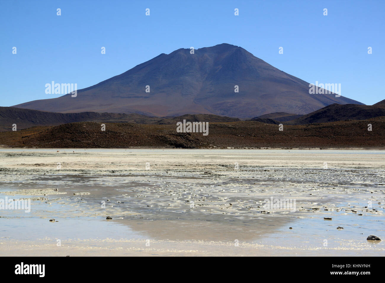 Mount and salt lake near Uyuni in Bolivia Stock Photo - Alamy