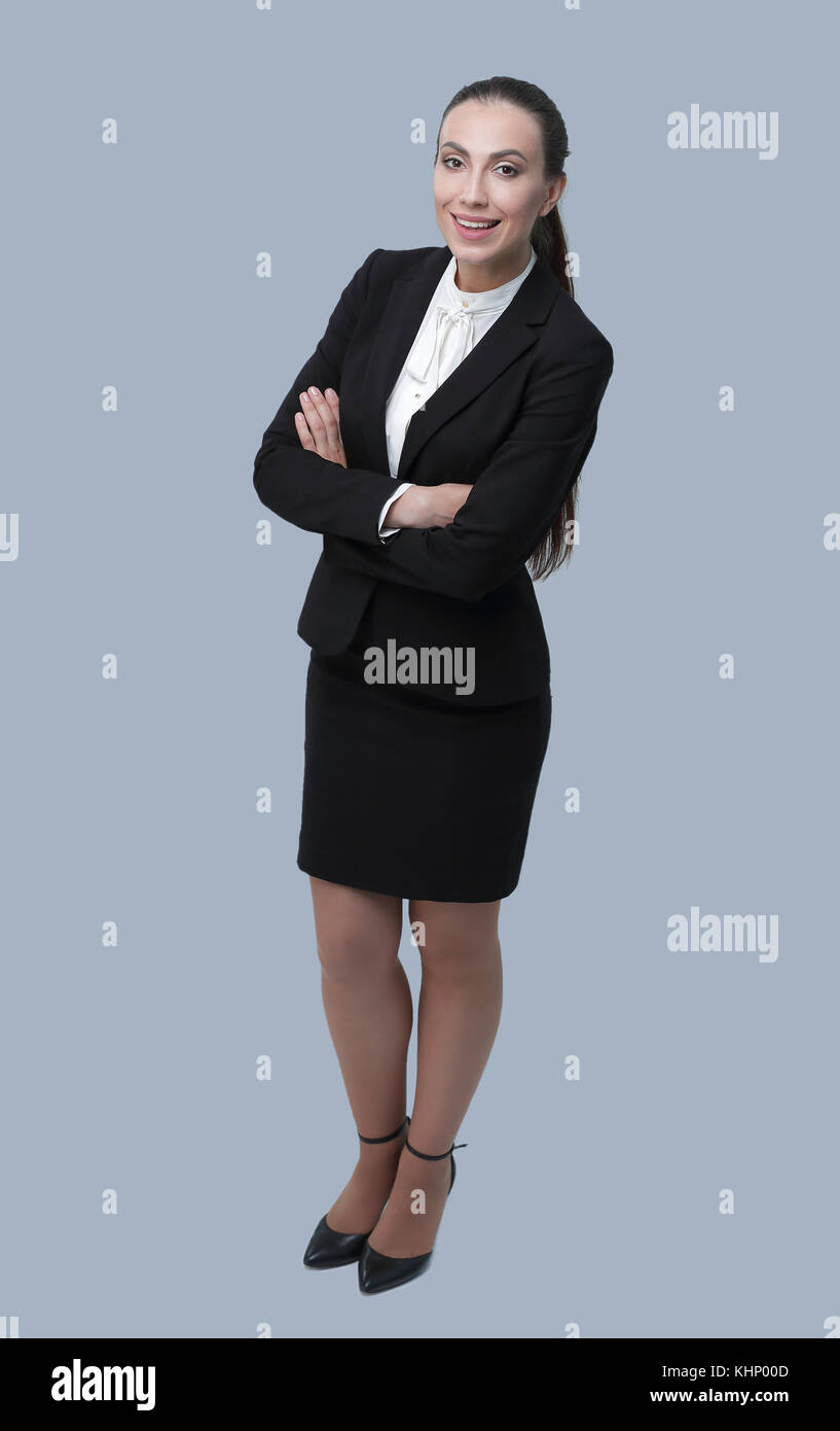 smiling female Manager.portrait in full growth Stock Photo - Alamy