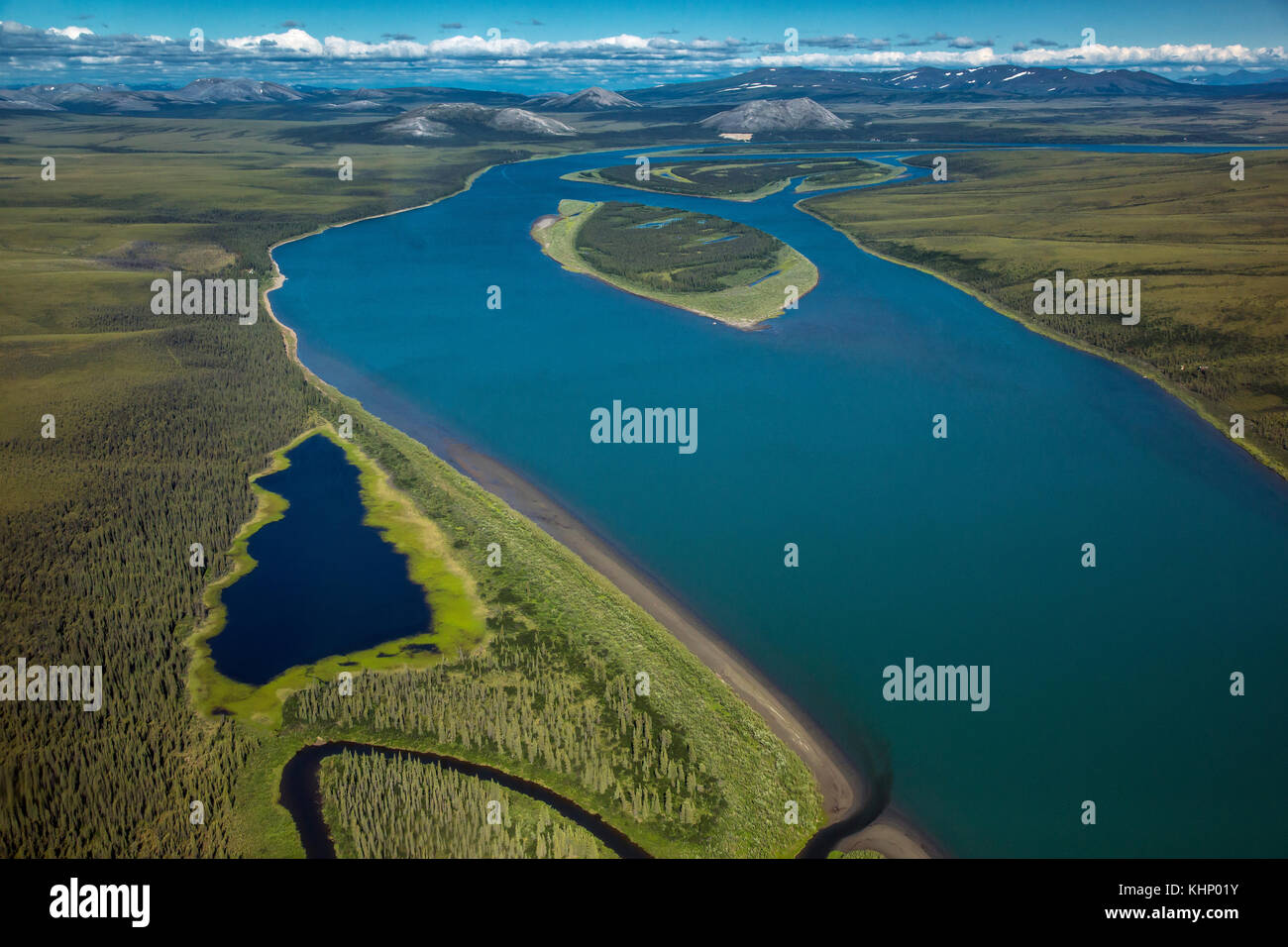 Taiga and Noatak River, Noatak National Preserve, Alaska Stock Photo ...