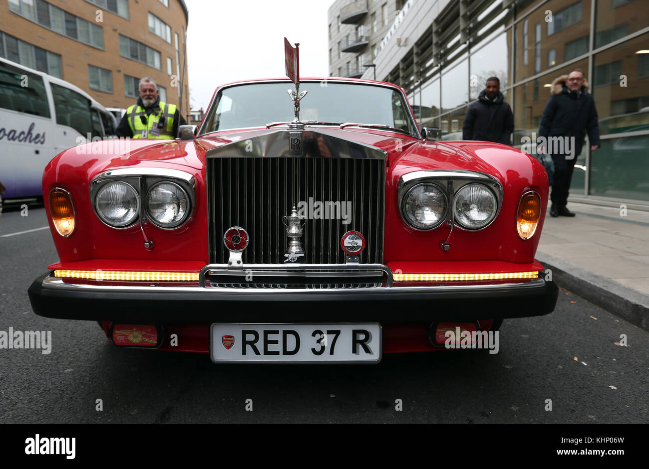 General view of a car with Arsenal memorabilia before the Premier ...