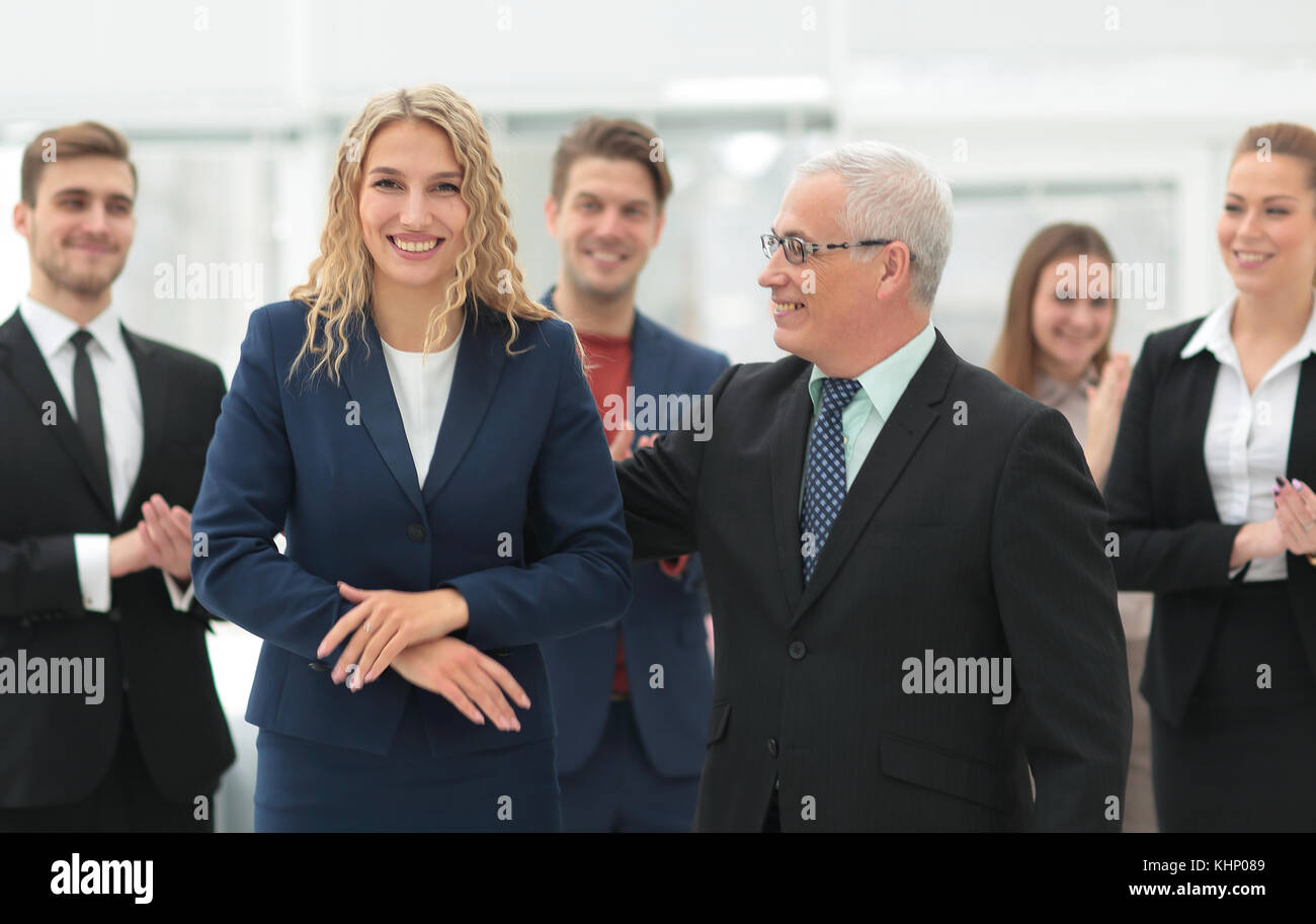 happy business woman and senior business partner Stock Photo - Alamy