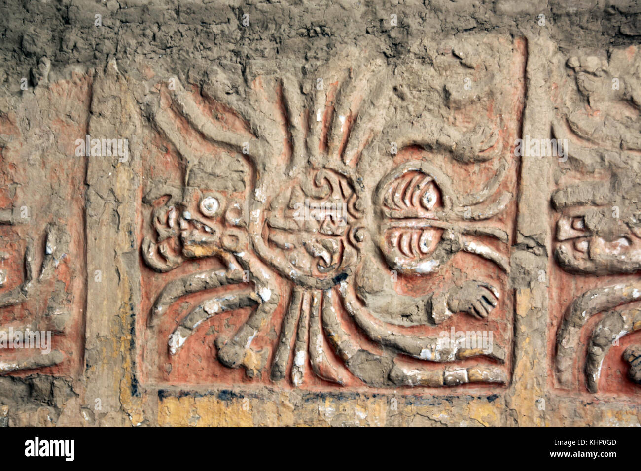 Sacred spider on the wa;; in ruins Huaca de la Luna, north Peru Stock ...