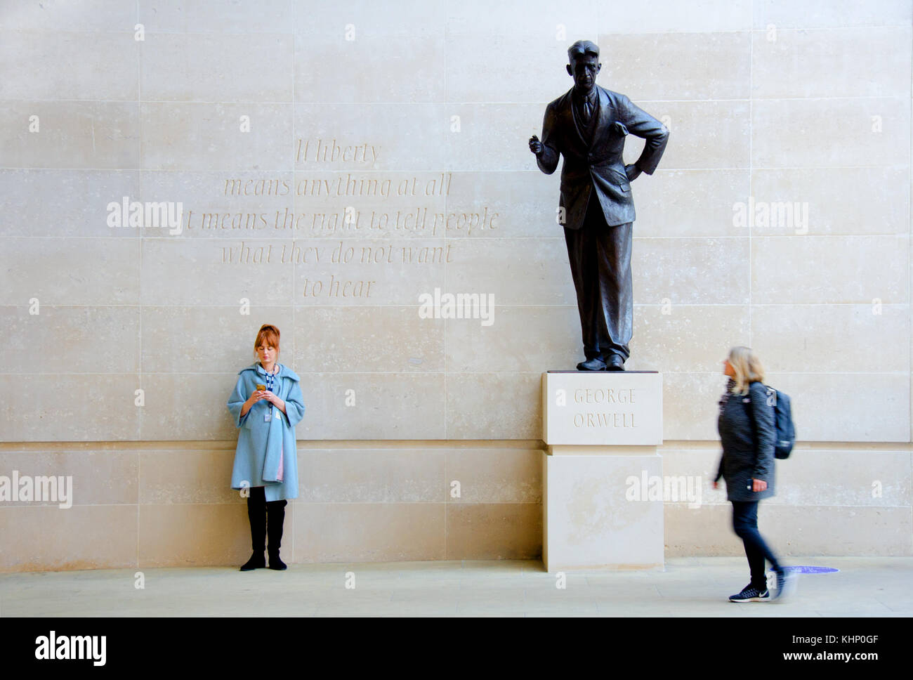 London, England, UK. BBC New Broadcasting House: Statue of George ...