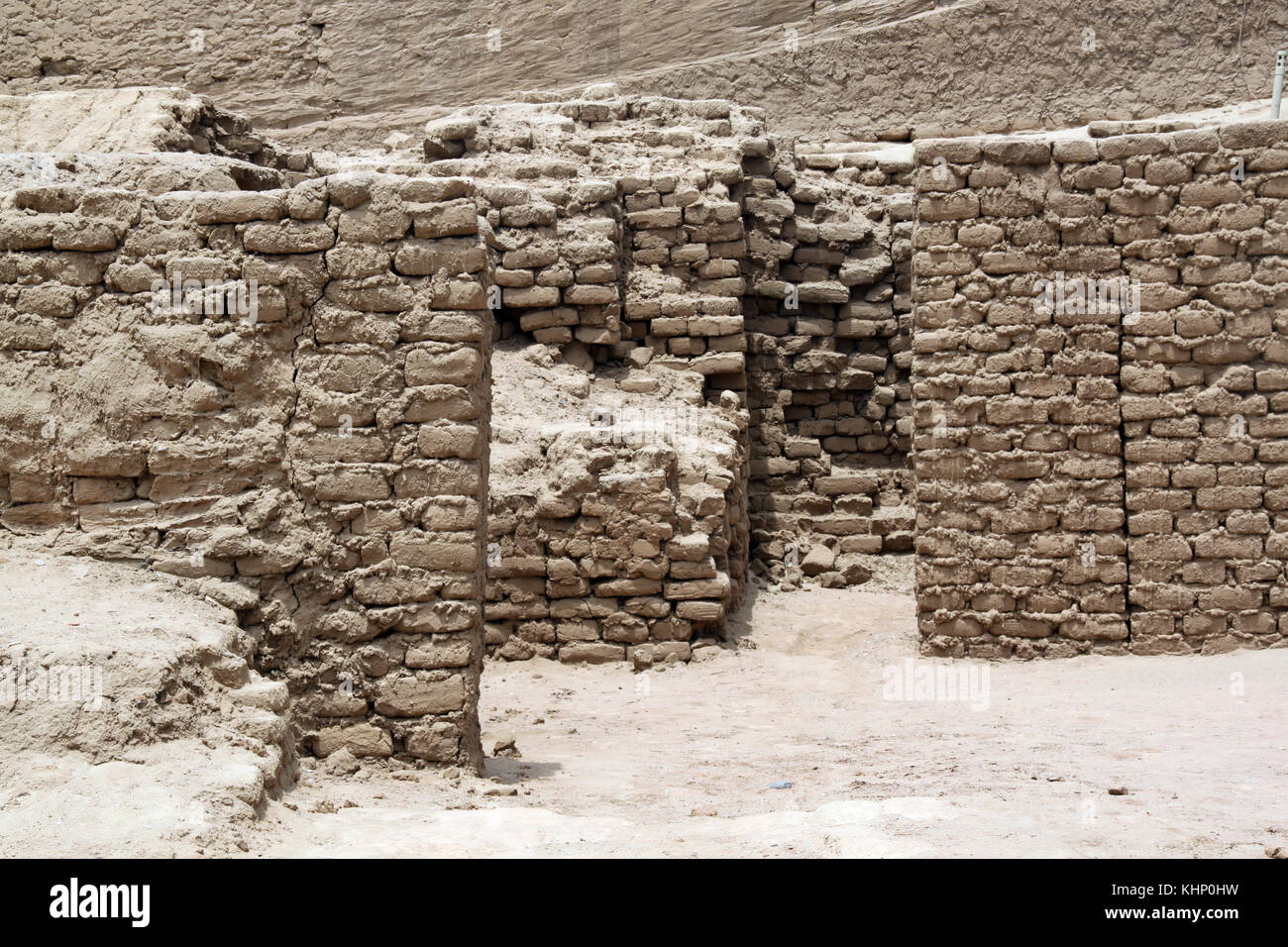 Brick walls and ruins of temple Huaca de la Luna, north Peru Stock ...