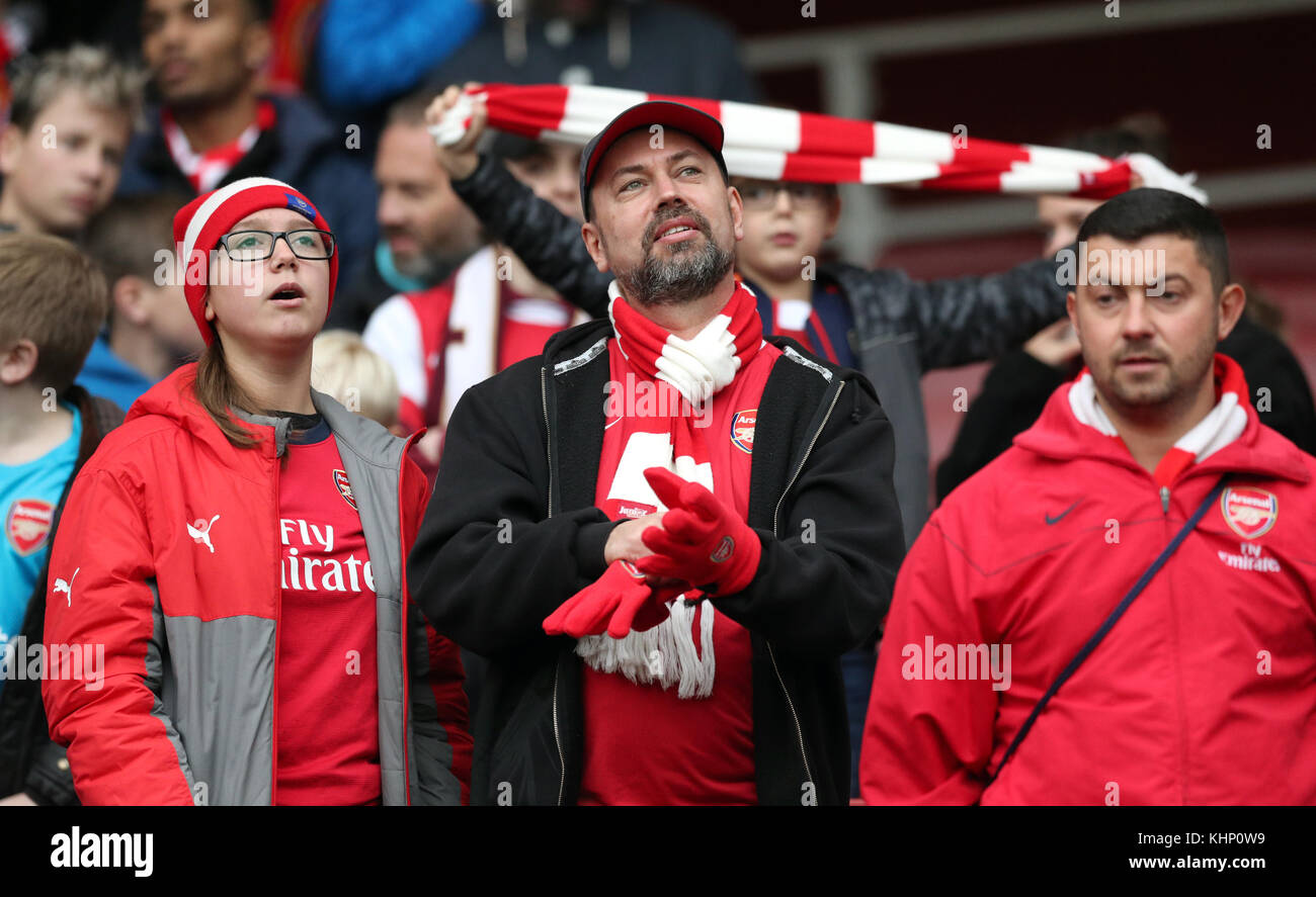Arsenal fans before the Premier League match at the Emirates Stadium ...