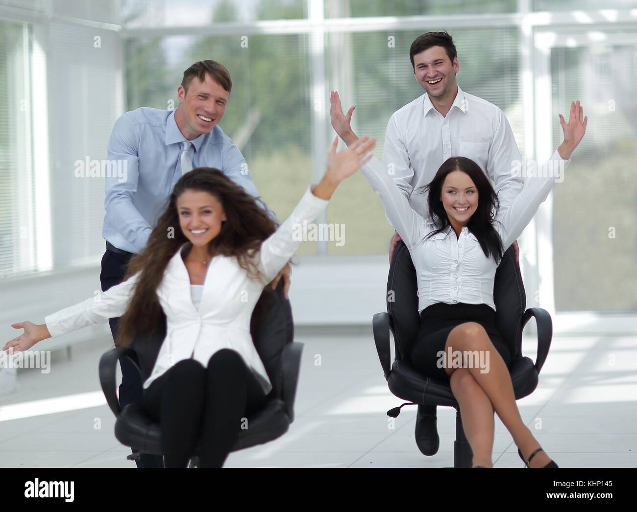 enthusiastic business team in office Stock Photo - Alamy