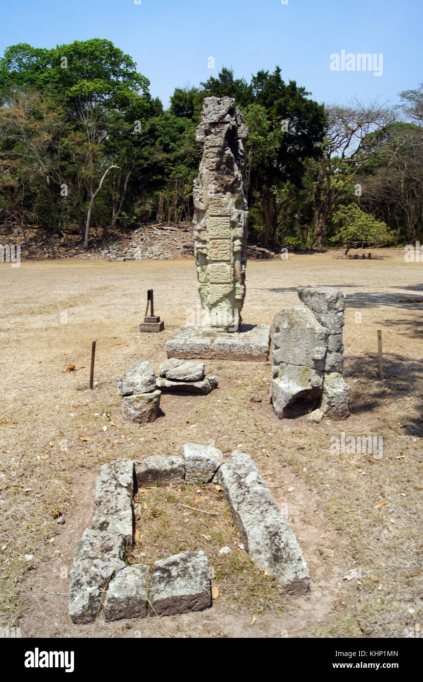 Mayan stela on the square in Copan, Honduras Stock Photo - Alamy