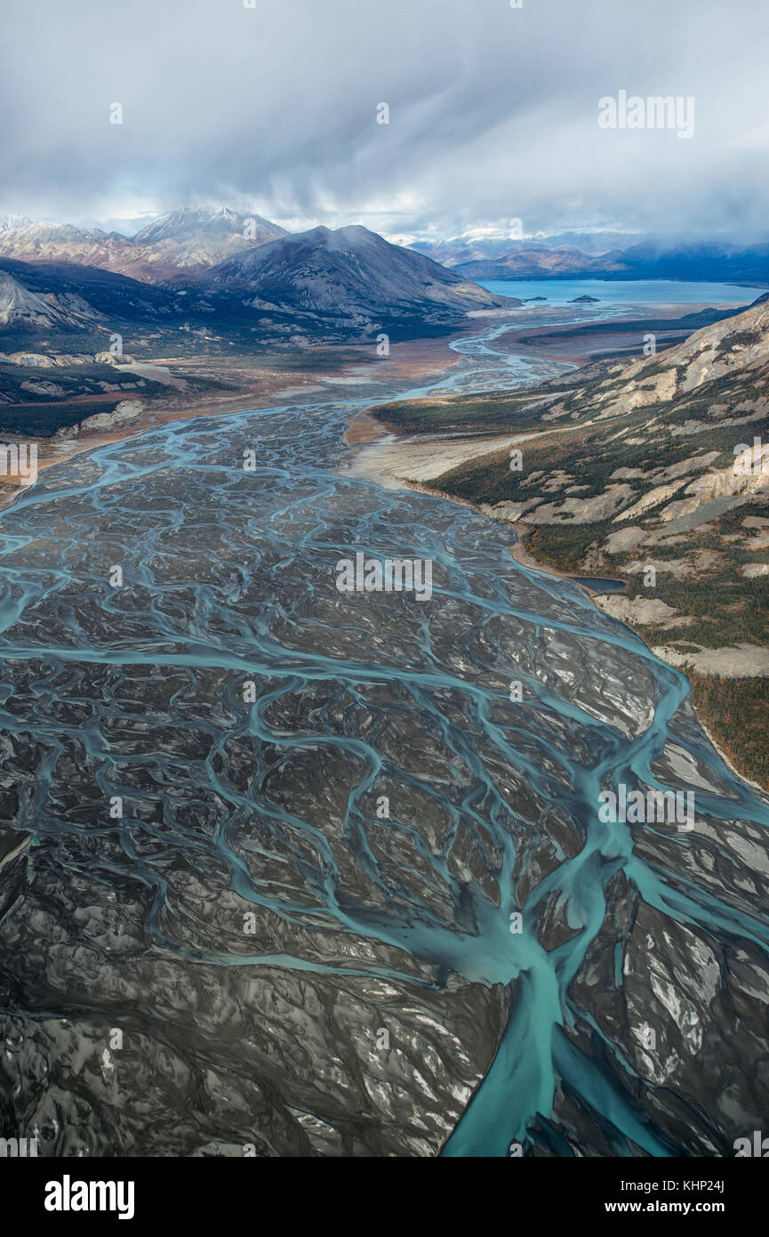 Slims River flowing into Kluane Lake, Kluane National Park, Yukon ...