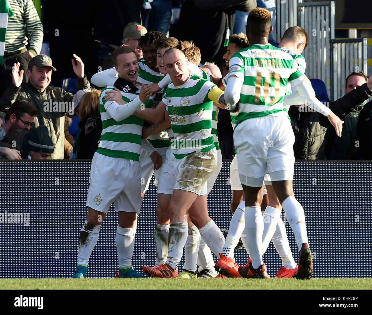 Celtic’s Leigh Griffiths (left) celebrates with Dedryck Boyata, Kieran ...