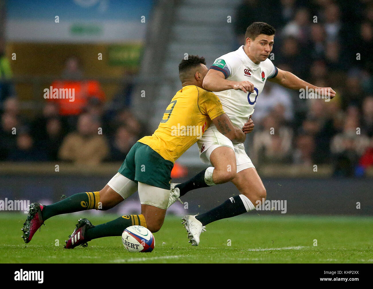 England's Ben Youngs (right) and Australia's Will Genia (left) during ...