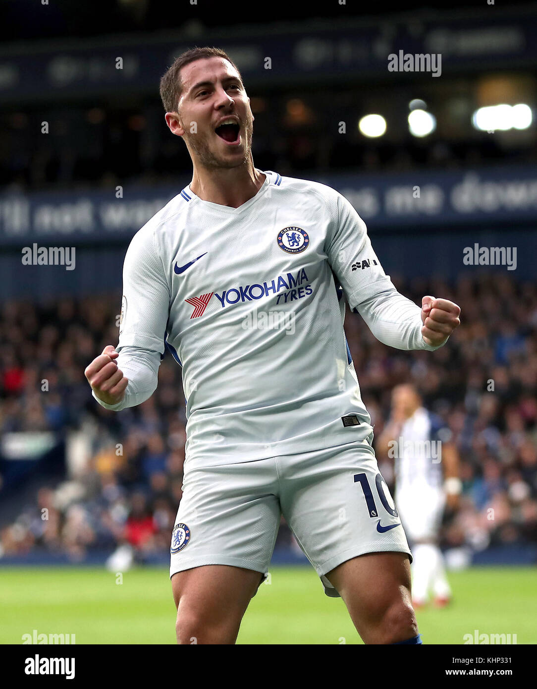 Chelsea's Eden Hazard celebrates his side's first goal of the game ...