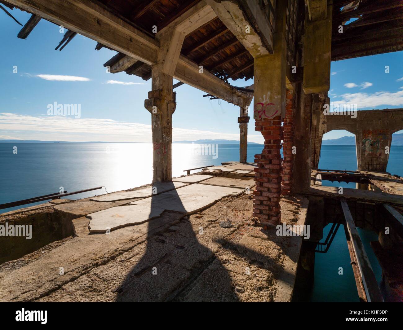 Derelict remains of torpedo launching platform in Rijeka Croatia Stock ...