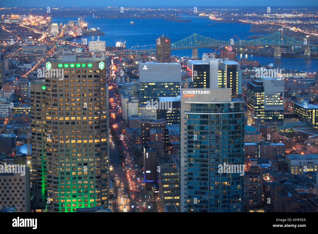 Canada, Quebec, Montreal, skyline, St Lawrence River, Jacques Cartier ...