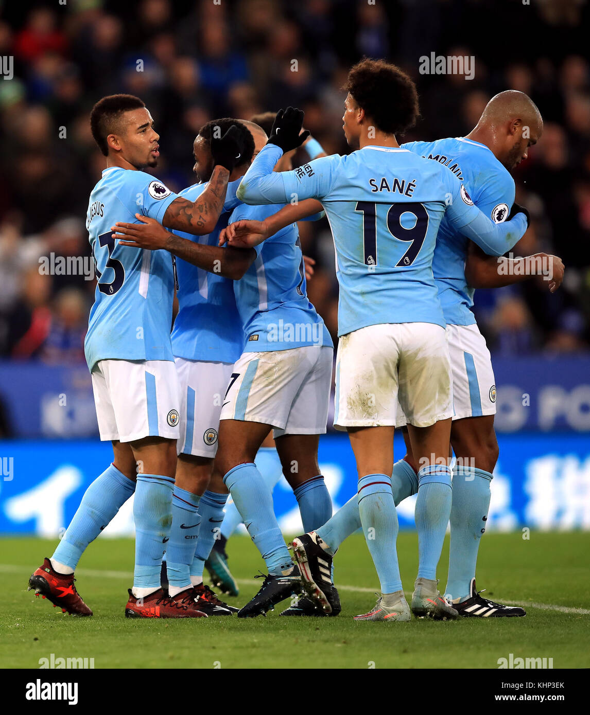 Manchester City's Gabriel Jesus (left) celebrates scoring his side's ...
