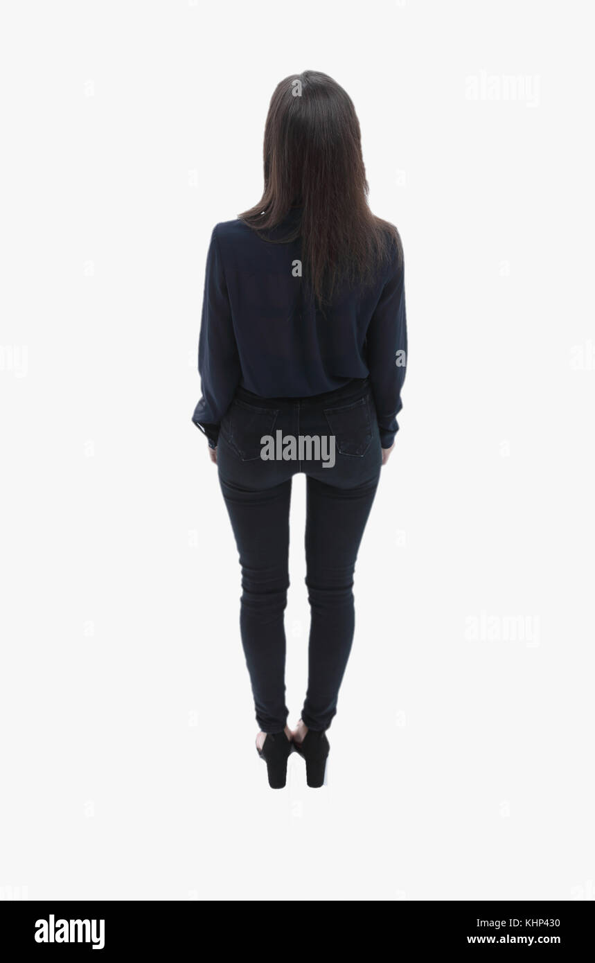 back view. Modern young business woman Stock Photo - Alamy