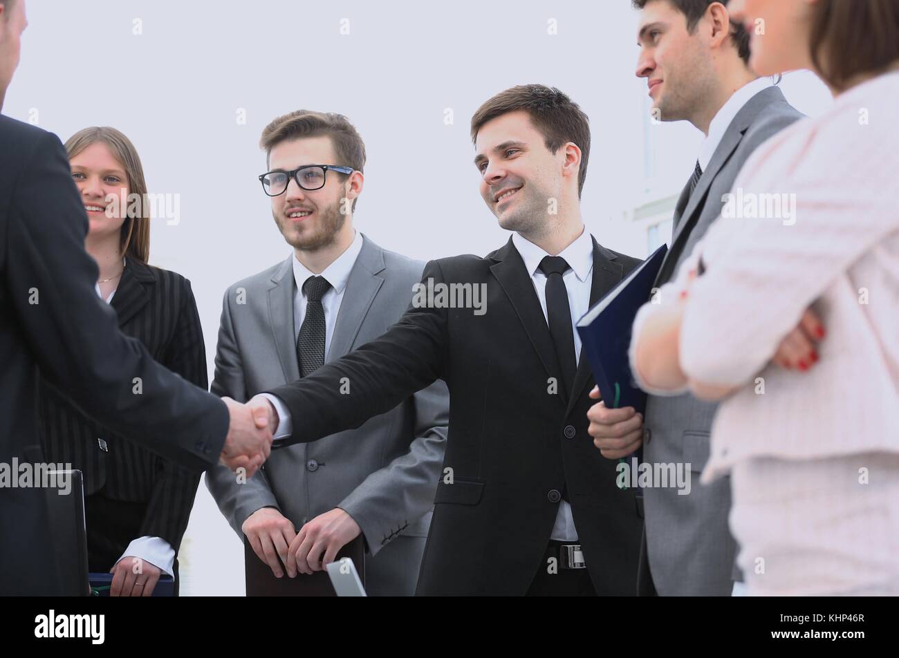 handshake business partners before business meeting Stock Photo - Alamy