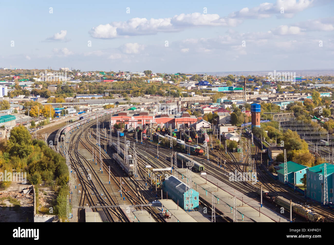 Panorama of Russian town from bird flight Stock Photo - Alamy