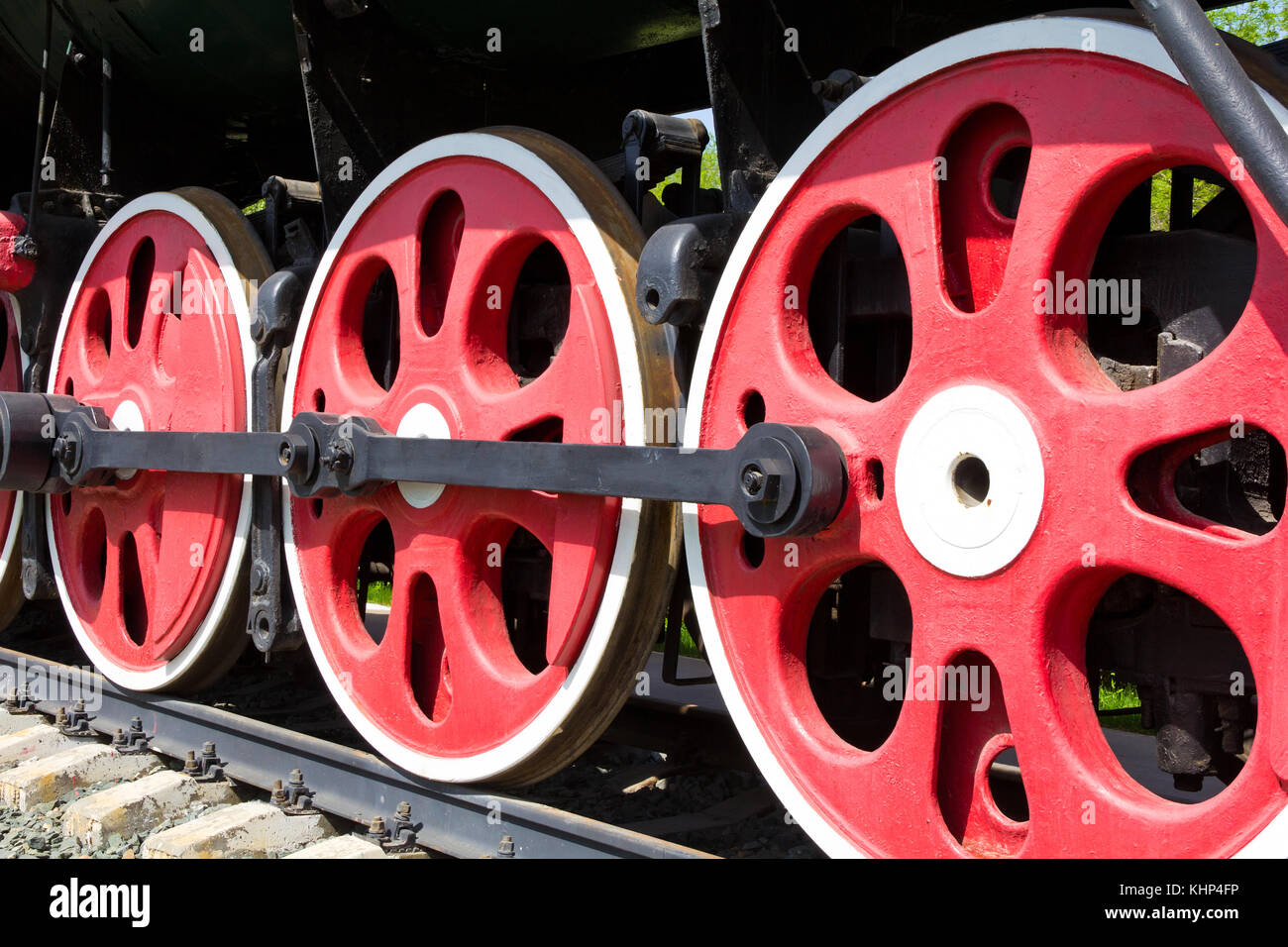 Antique style old train on rusty railway Stock Photo - Alamy