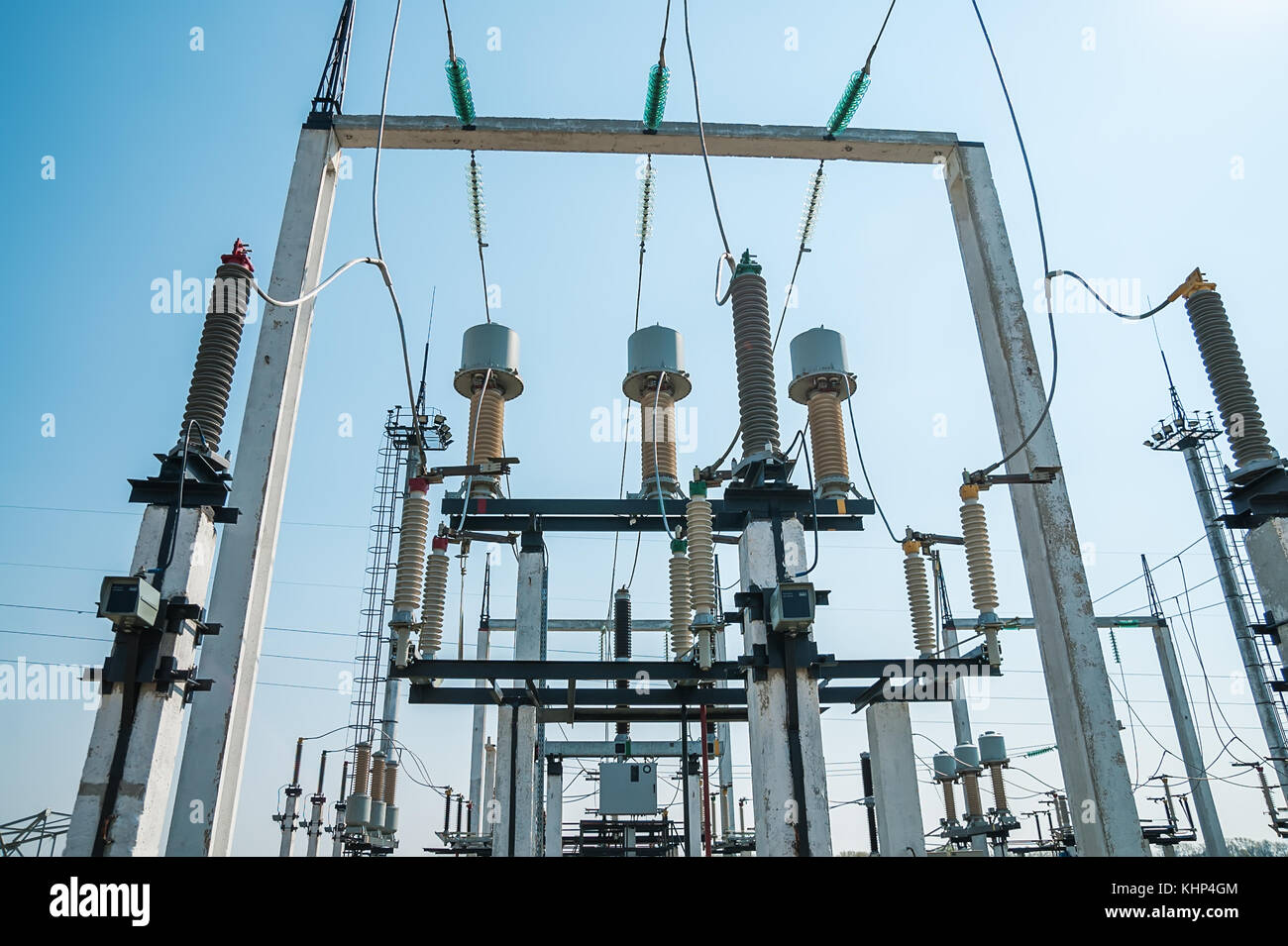 Part of high-voltage substation with switches and disconnectors Stock ...