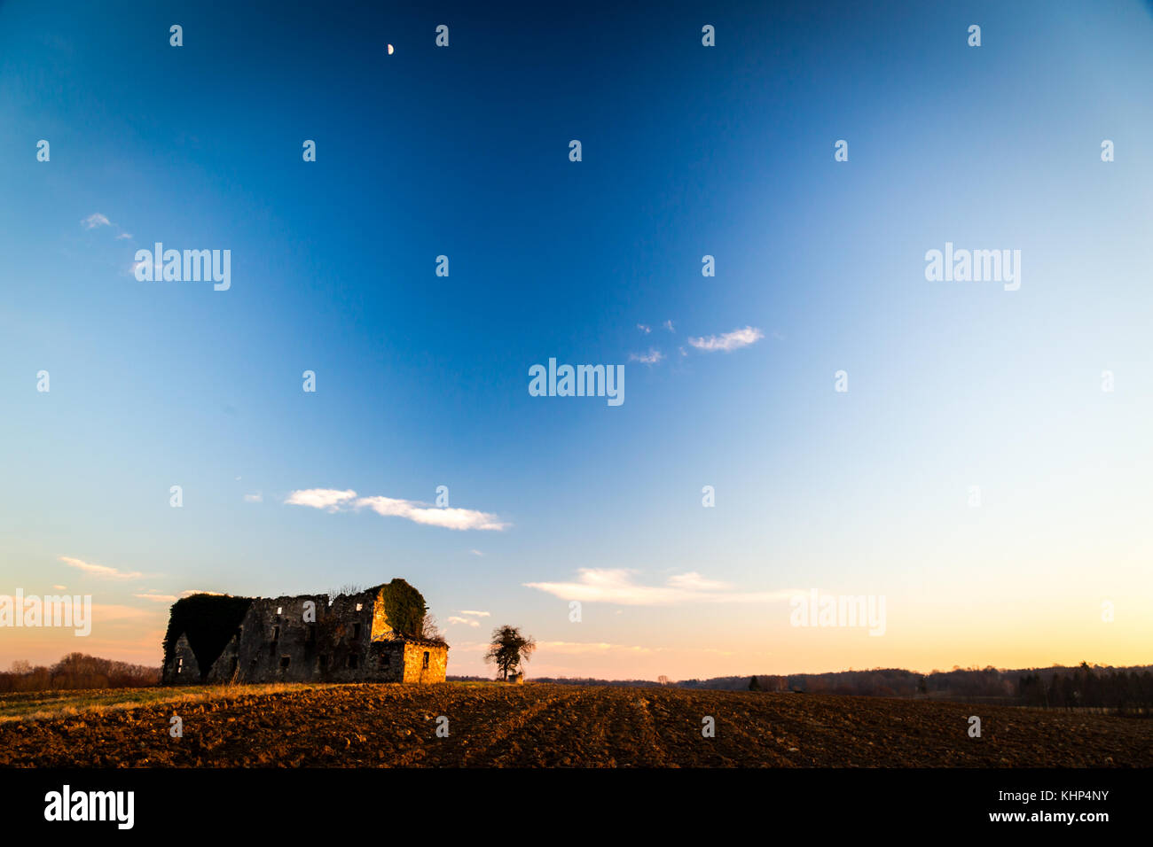 an abandoned and ruined farm in the fields of Italy Stock Photo - Alamy