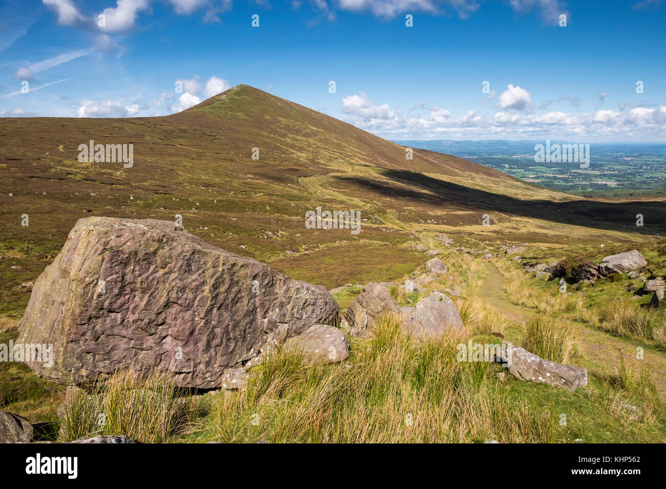 Red sandstone rocks in the Glen of Aherlow in the Galtee mountains ...