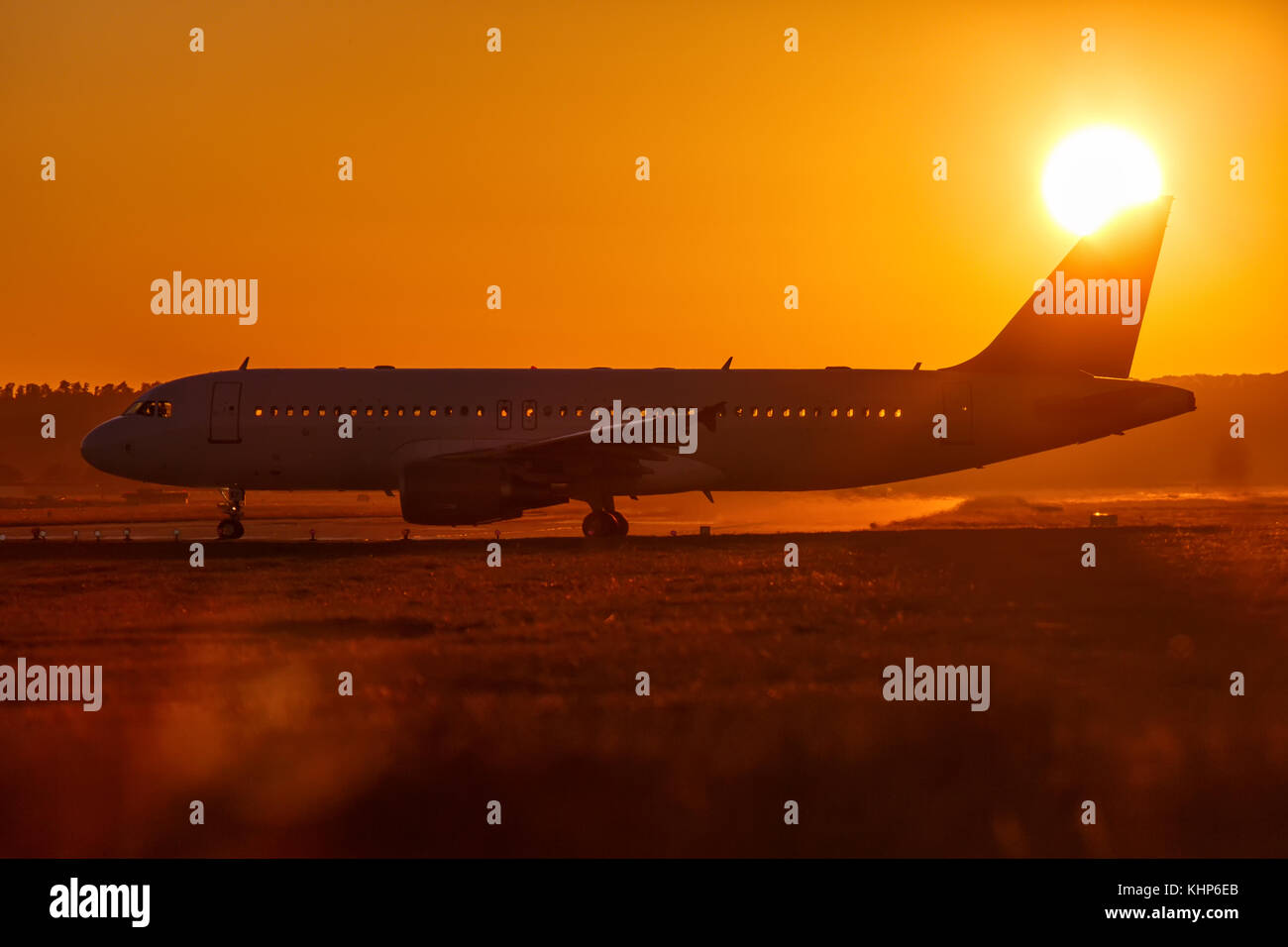 Airplane airport sun sunset vacation holidays travel traveling plane ...
