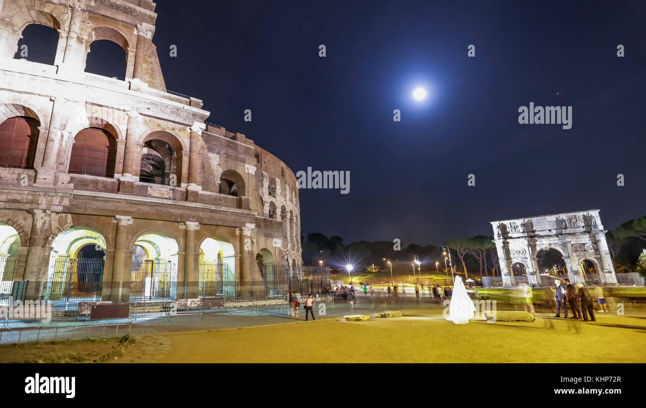 Rome coliseum by night Stock Photo - Alamy