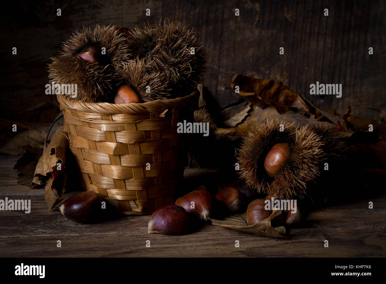 dried natural chestnuts on basket Stock Photo - Alamy