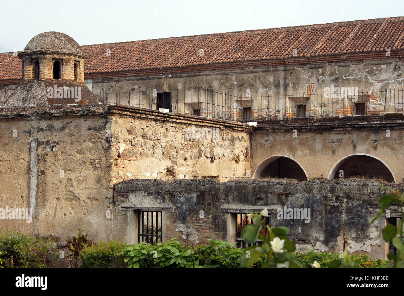 Old buildings inside Capuchin convent in Antigua Guatemala Stock Photo ...