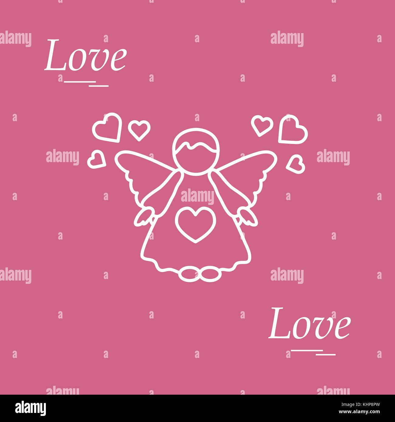 Cute vector illustration: angel and hearts. Love symbol. Design for ...