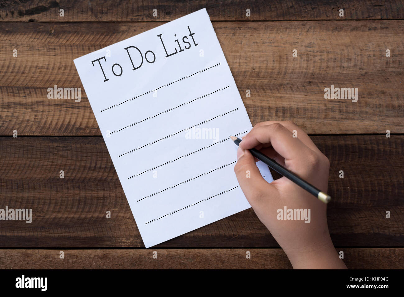 empty to do list with pencil on wooden table.lifestyle concept Stock ...
