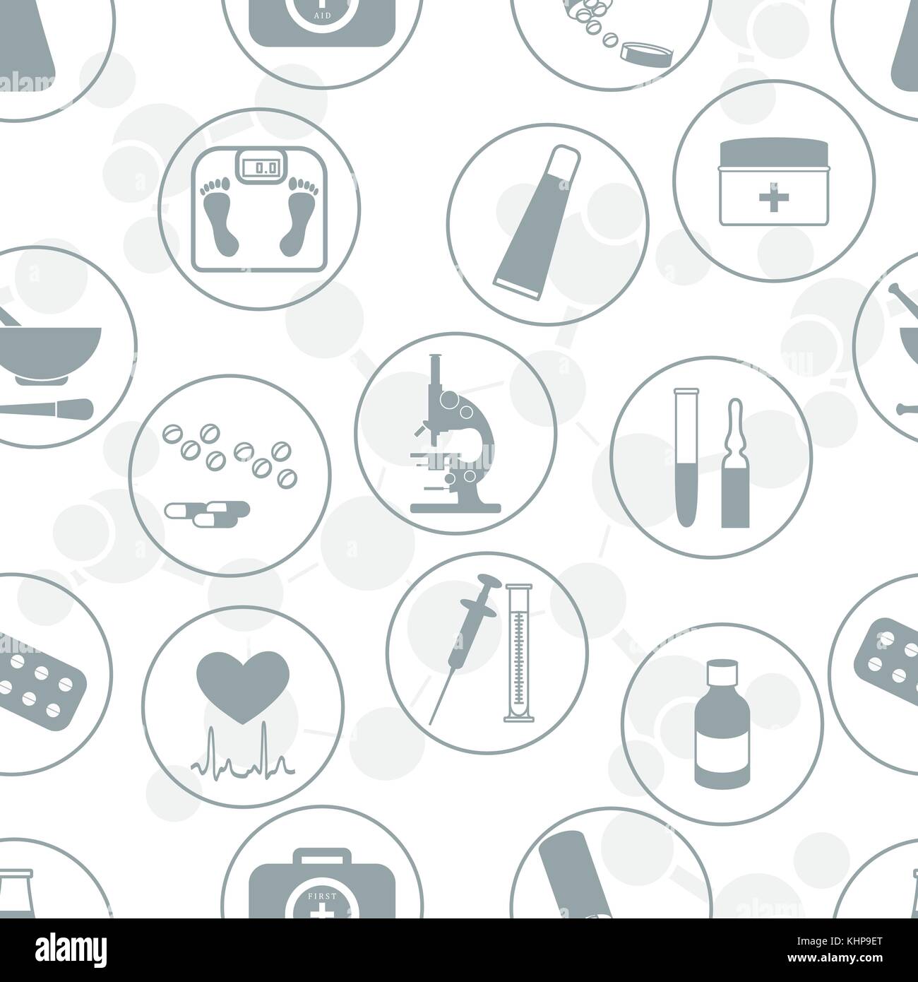 Seamless pattern of various medical devices and drugs first aid kit ...