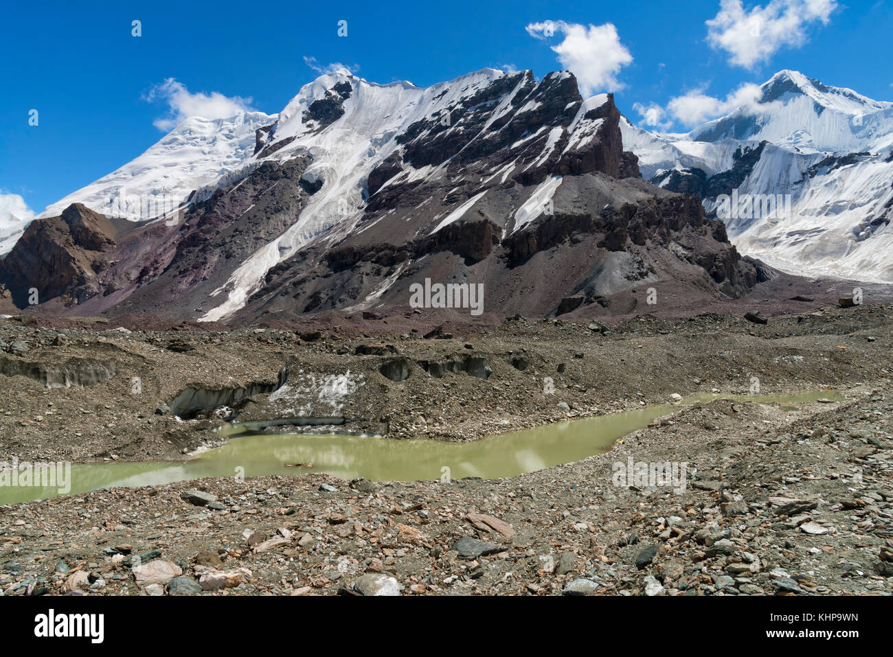 Engilchek Glacier and Khan Tengri Mountain, Central Tian Shan Mountain ...