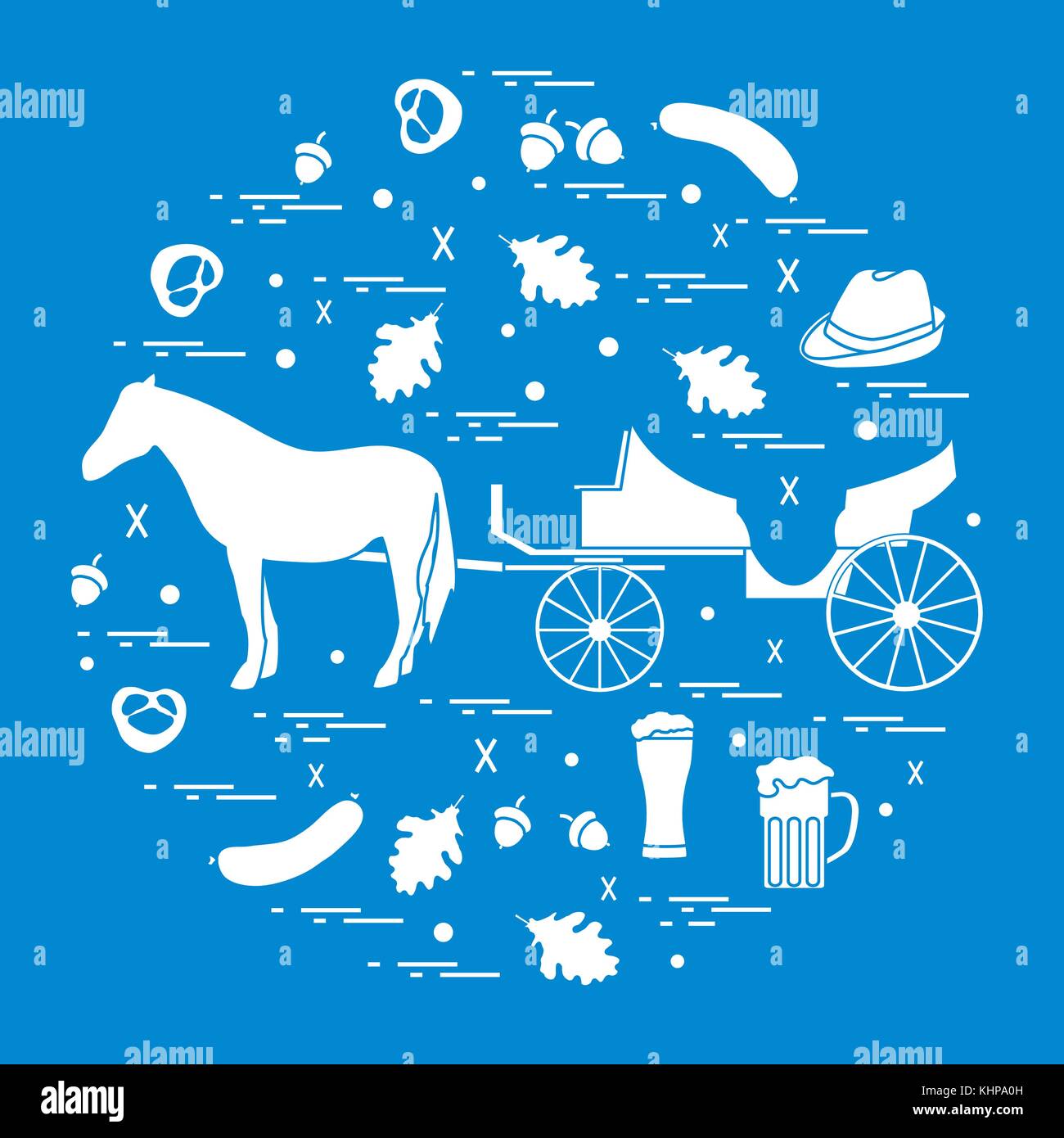 Vector illustration with various symbols of Germany arranged in a ...