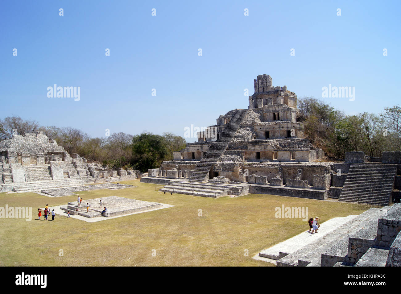 Big acropolis with piramid in Edzna, Mexico Stock Photo - Alamy