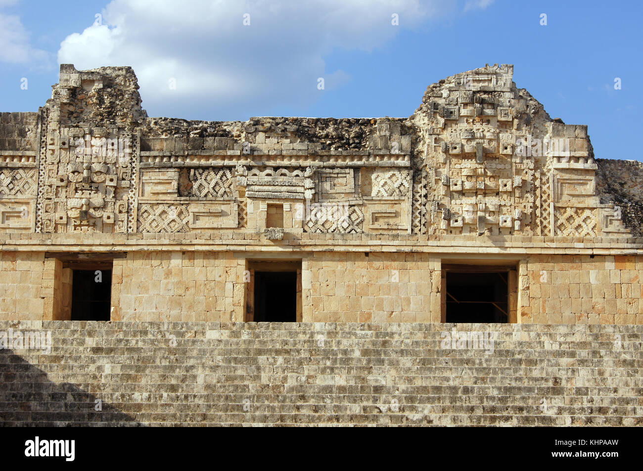 Temple with god Chak in nunnery Uxmal, Mexico Stock Photo - Alamy