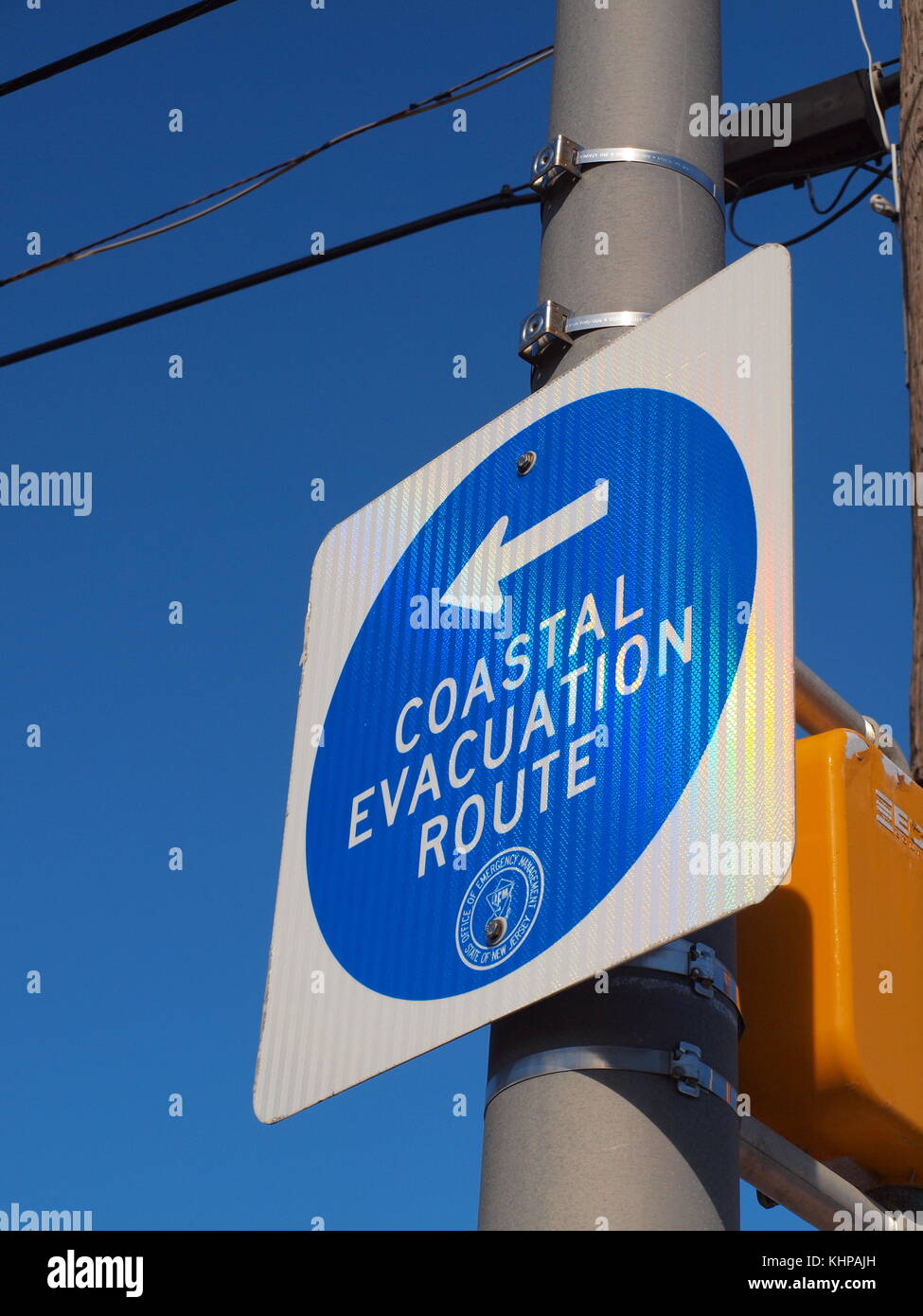 Evacuation route sign along the New Jersey shore in Lavallette, NJ ...