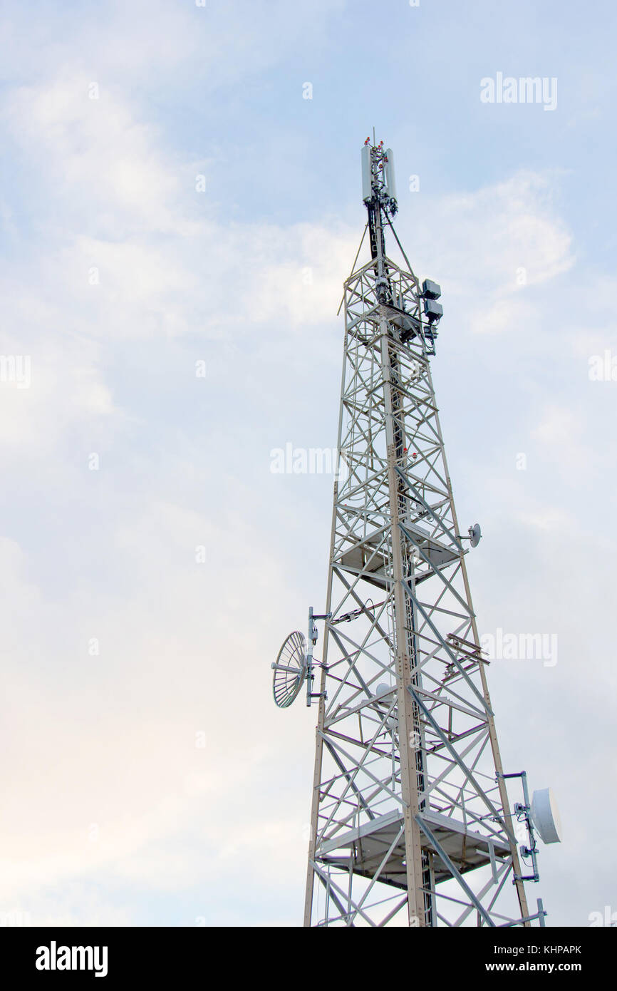 big antenna with transmitters used for telecommunications Stock Photo - Alamy