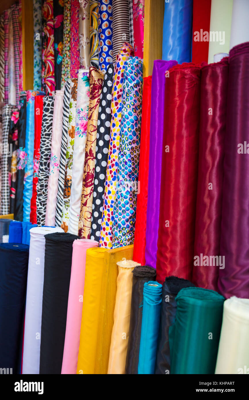Colorful Cloths For Sale At Store Stock Photo - Alamy
