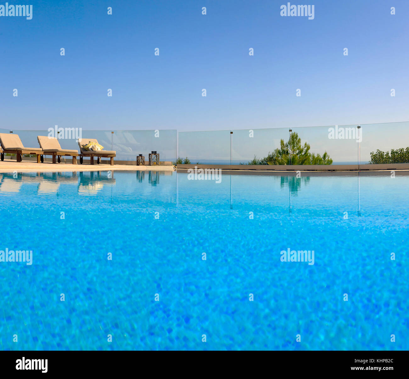 big luxury pool in a summer resort in Greece Stock Photo - Alamy