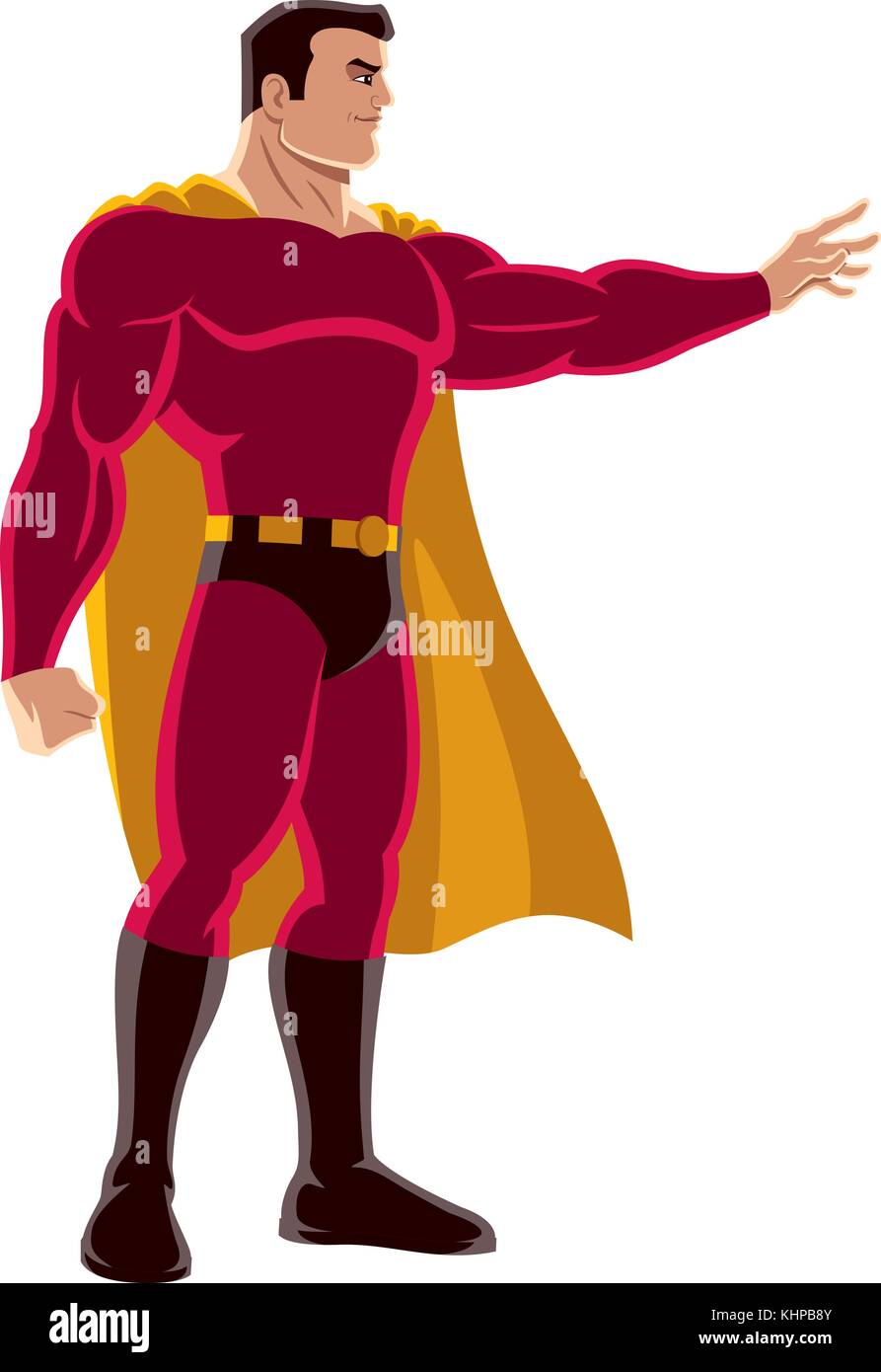 Illustration of superhero using his super power and directing it with ...