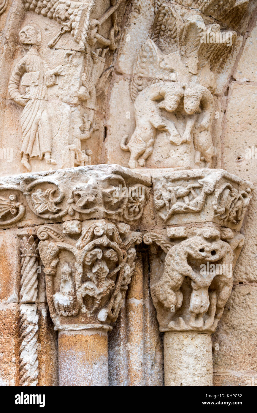 Detail of the archivolt arches in The church of St. Martin , Besse ...
