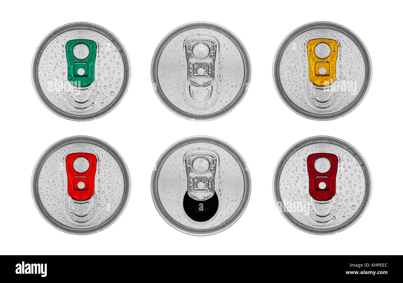 Aluminium soda drink tin top view isolated on white Stock Photo - Alamy