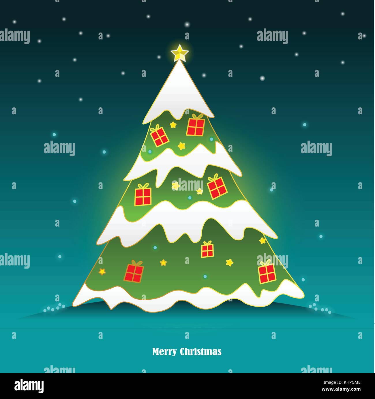 Gift box on snow Stock Vector Images - Alamy