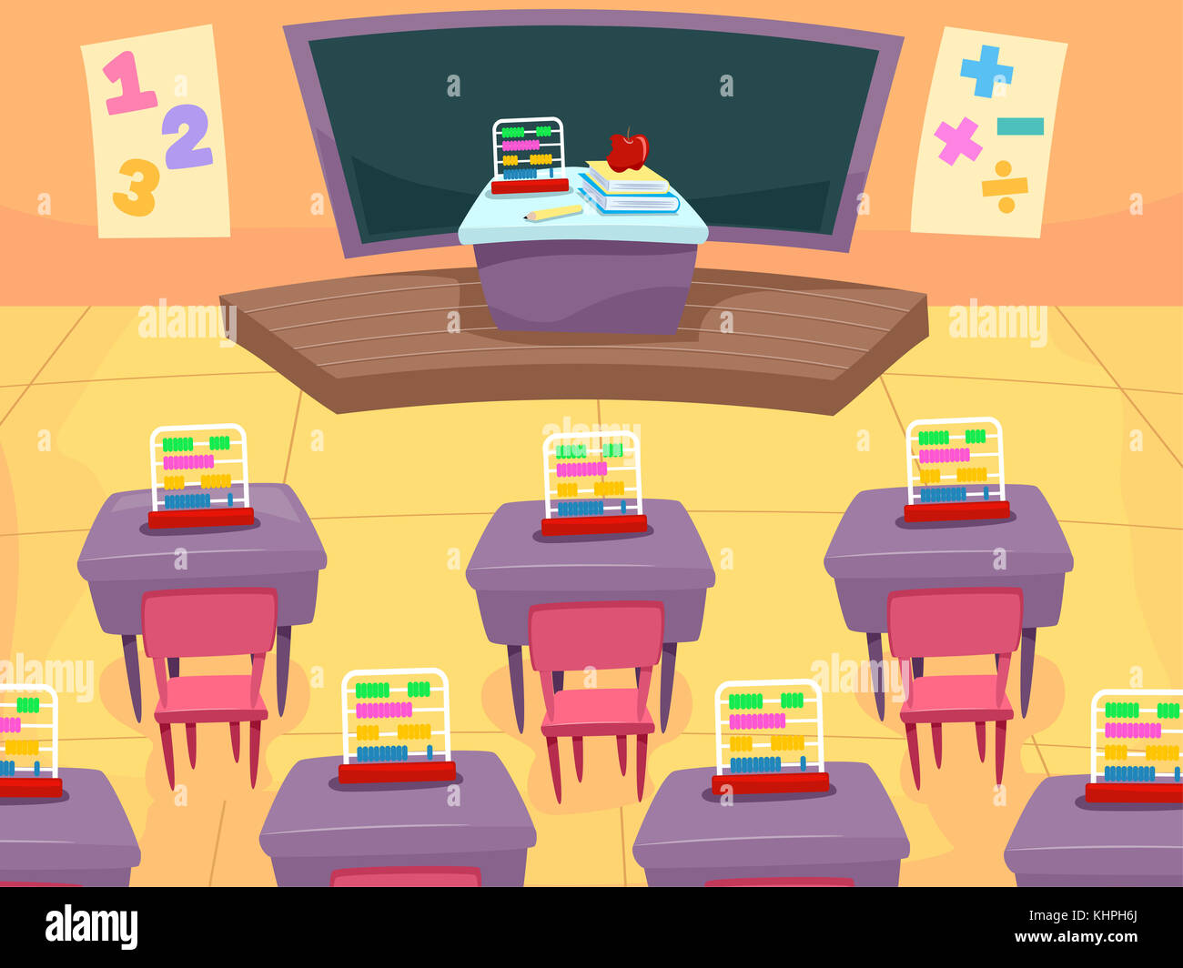 Illustration Featuring the Interior of a Math Classroom Decorated with ...